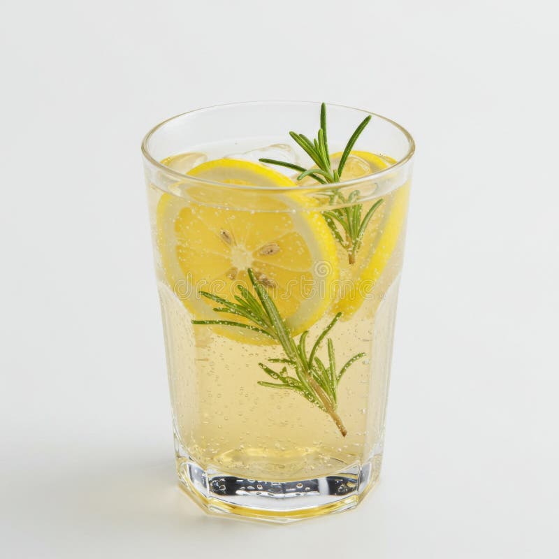 Refreshing Lemon Rosemary Sparkling Drink in Glass Stock Photo - Image ...
