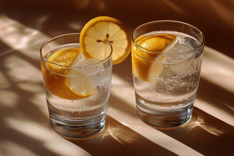 Refreshing Lemonade Drinks Sunny Table Beautiful Shadows Stock Photos - Free & Royalty-Free ...