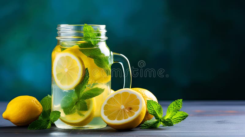 Refreshing Lemonade with Mint in a Glass Jar, Concept of Summer ...