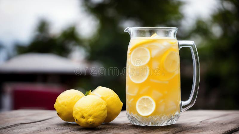 Refreshing Lemonade in a Pitcher.AI Generated Stock Illustration ...