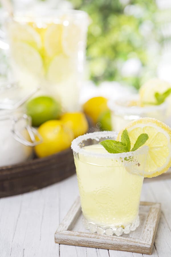 Refreshing Lemonade on a Rustic Outdoor Table Stock Photo - Image of ...
