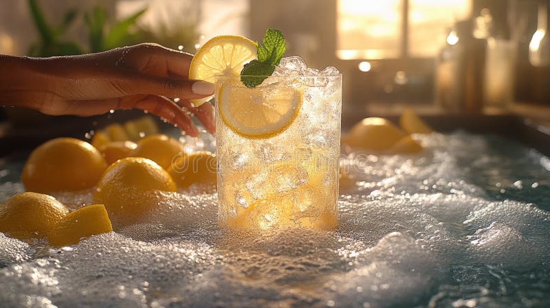 Refreshing Lemonade in a Sparkling Pool Setting with African Woman S ...