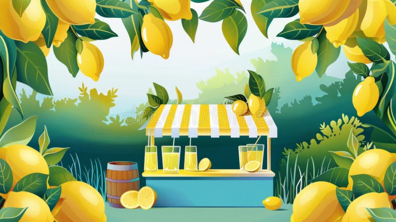 Refreshing Lemonade Stand Amidst Vibrant Lemon Orchard Stock Image ...
