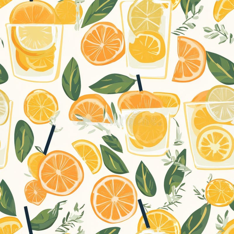 A Refreshing Lemonade Stand Pattern with Ice-cold Drinks, Citrus Slices, and Summer Vibes Stock ...
