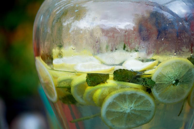 Refreshing Lemonade in a Steamed-up Can. Picnic, Catering at the Event ...