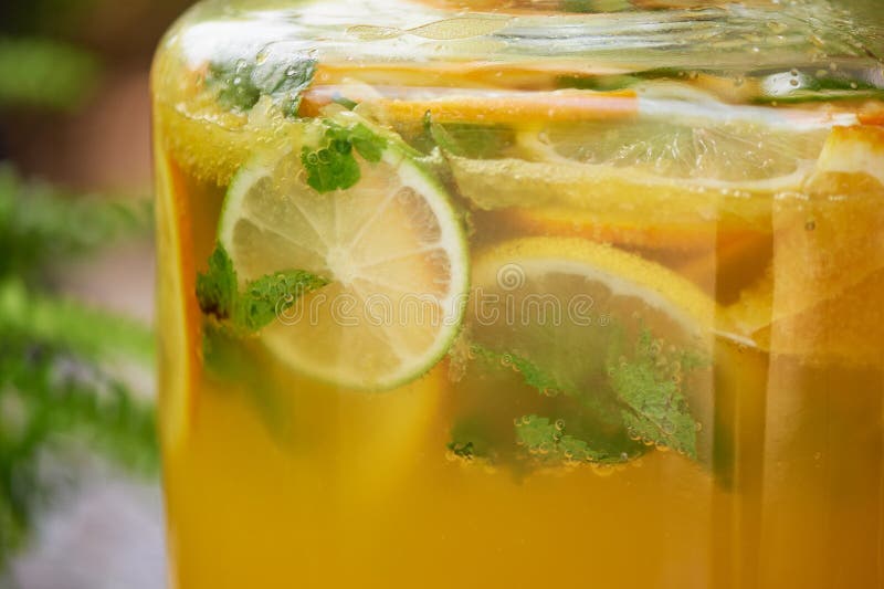 Refreshing Lemonade in a Steamed-up Can. Picnic, Catering at the Event ...