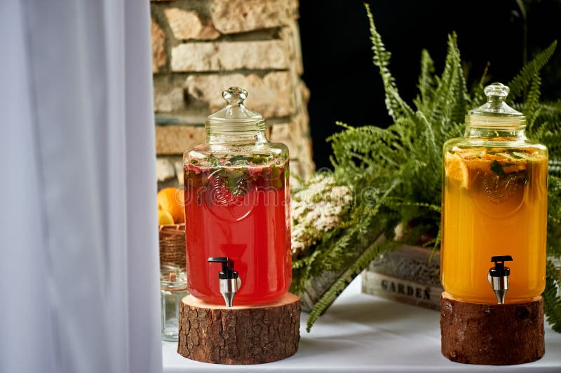 Refreshing Lemonade in a Steamed-up Can. Picnic, Catering at the Event ...