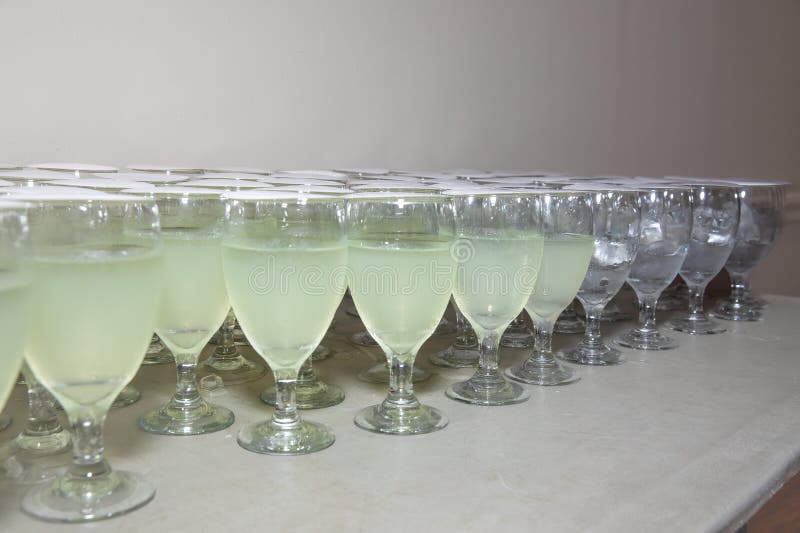 Refreshing Lemonade and Water Glasses on Buffet Table Elegant Beverage ...