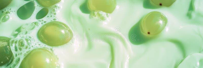 Refreshing Light Green Milk with Grape Halves Creates a Delightful ...