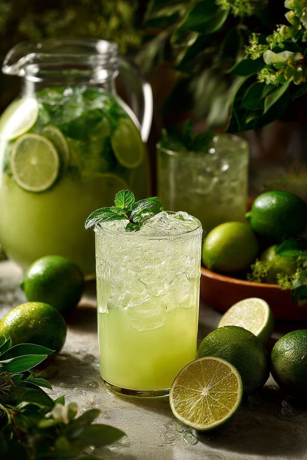 Refreshing Lime Beverage with Mint and Fresh Ingredients in a Cozy ...