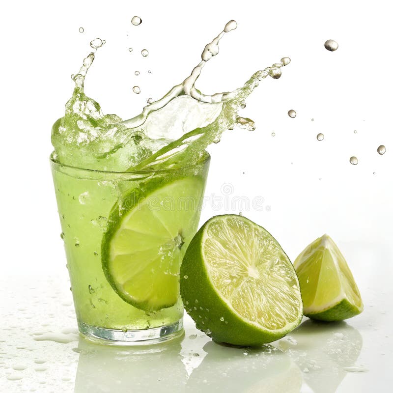 "Refreshing Lime Juice Isolated on a Transparent Background Stock ...