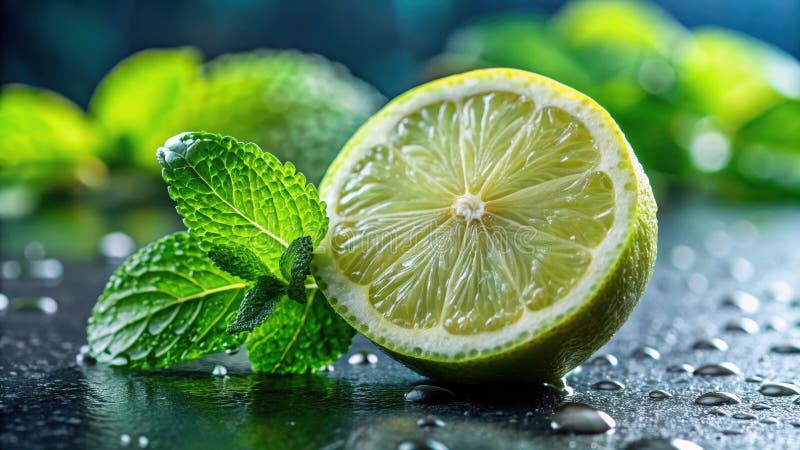 Refreshing Lime and Mint Combination a Close-up Still Life Image ...