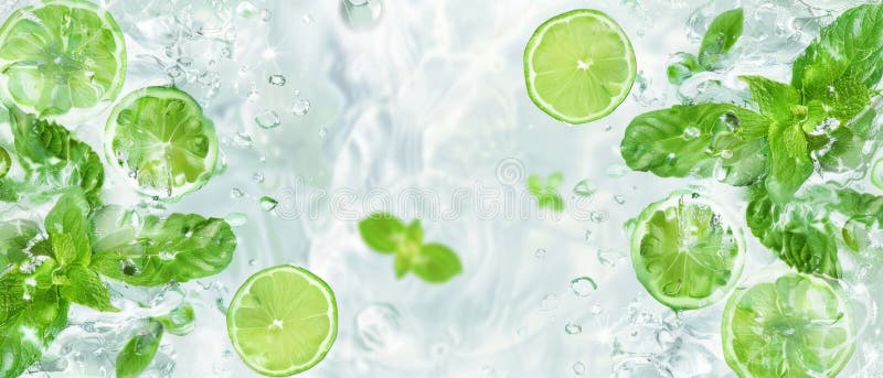Refreshing Lime and Mint Summer Banner for Cool Beverage and Fresh ...