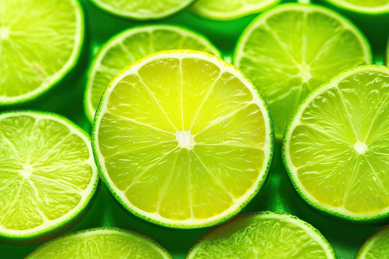 Refreshing Lime Slice on Bright Green Background for Summer Themed ...
