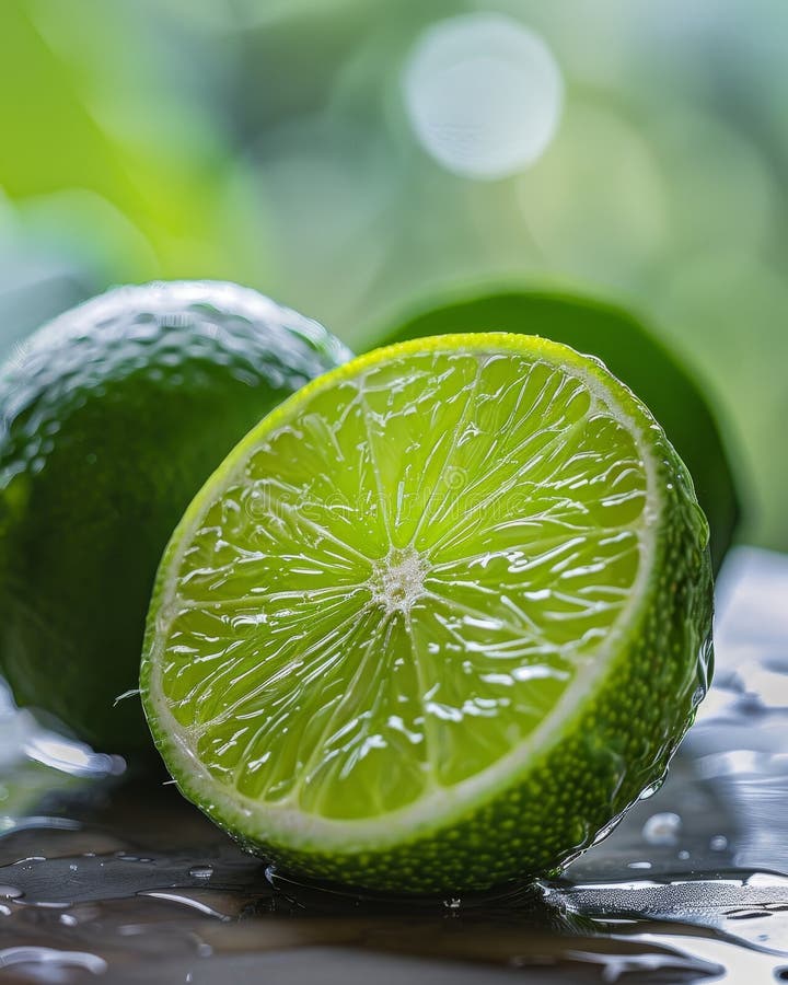Refreshing Lime Slice on Wet Surface Stock Illustration - Illustration ...