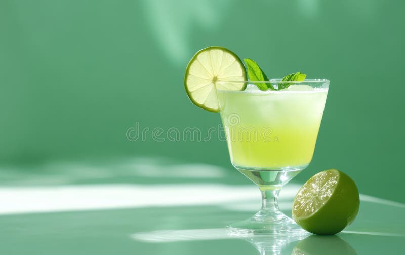Refreshing Limeade Served in a Glass with a Lime Slice on the Rim ...