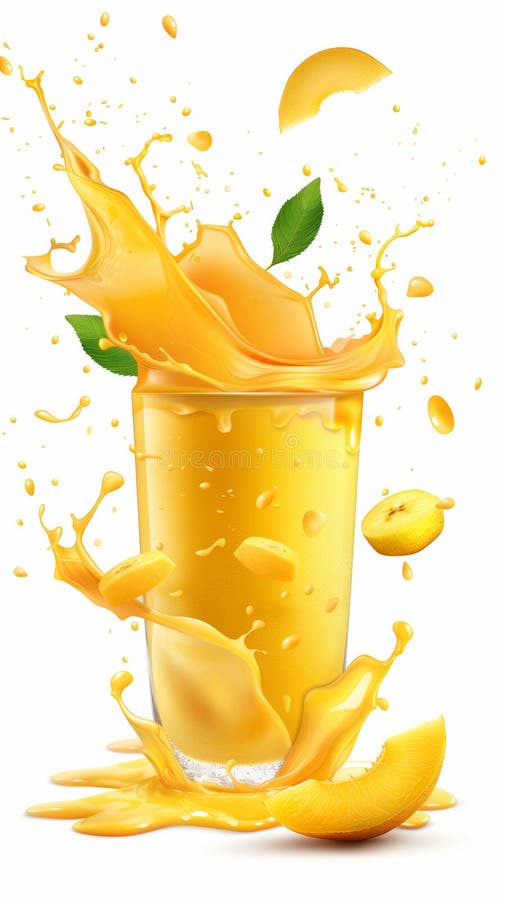 Refreshing Mango Cocktail with Mango Slices and Splashes. Perfect for ...