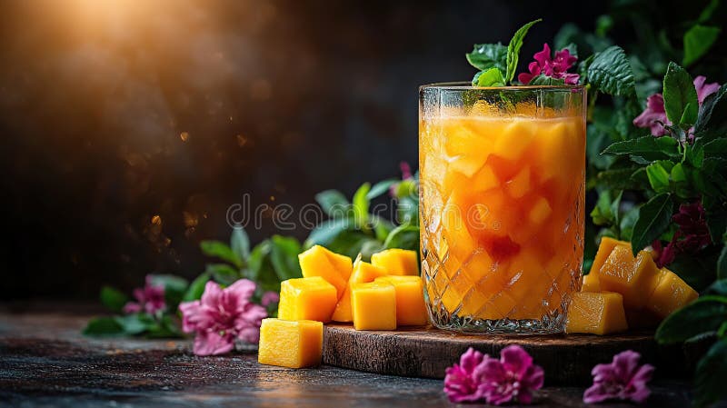 Refreshing Mango Iced Drink Stock Illustration - Illustration of ...