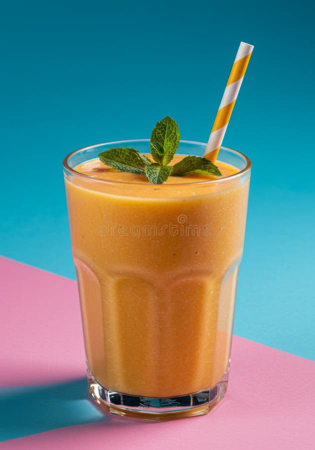 Refreshing Mango Smoothie in Glass with Mint Garnish Stock Illustration ...