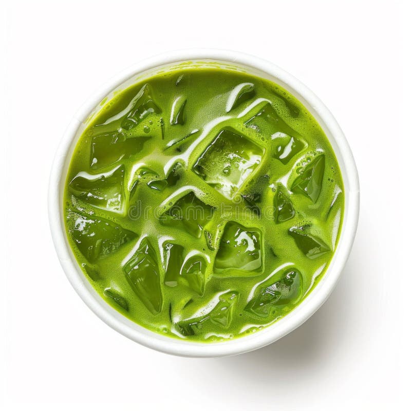 Refreshing Matcha Iced Tea In A Glass On White Background Generative Ai Stock Illustration