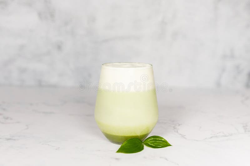 Refreshing Matcha Latte with Powder or Matcha with Milk. Stock Photo ...