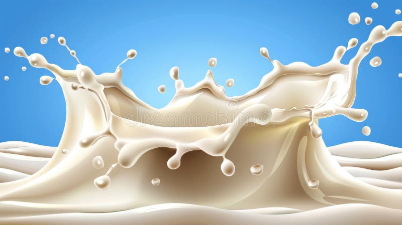 Refreshing Milk Splashing on Vibrant Blue Background, Creating a ...