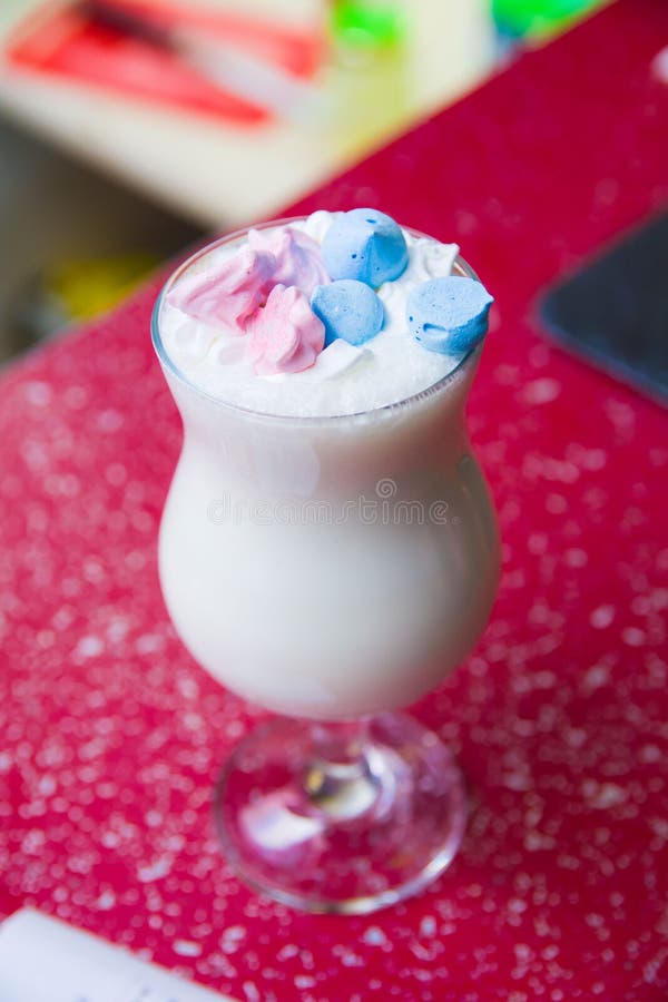 A Refreshing Milkshake at the Bar on Table Stock Photo - Image of glass ...