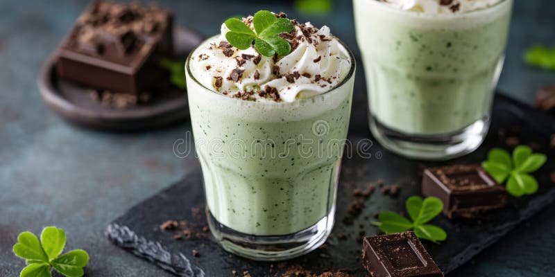 Refreshing Mint Chocolate Shake with Whipped Cream and Shamrock Garnish ...