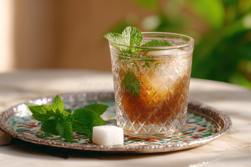 Refreshing Mint Julep Cocktail on Decorative Tray Stock Illustration ...