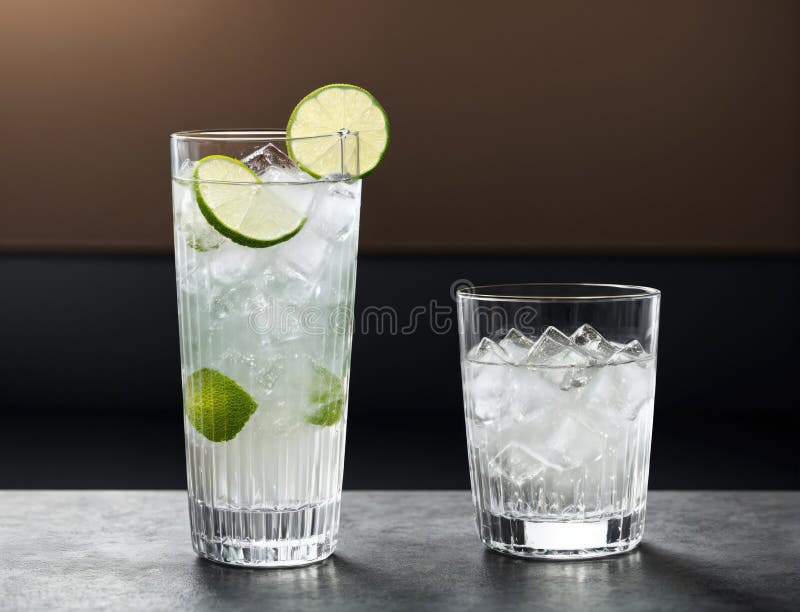 Refreshing Minty Lime Drinks Served Over Ice in Stylish Glassware at a ...