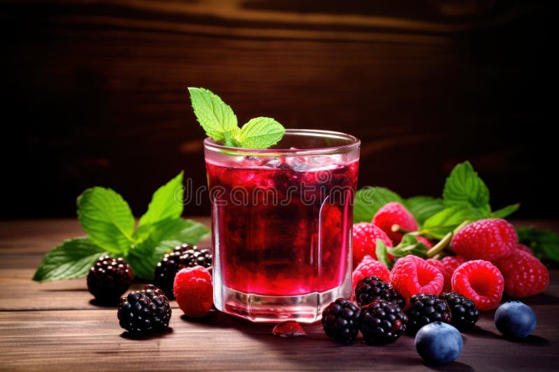 Refreshing Mix Berry Juice in Glass AI Generated Stock Illustration ...