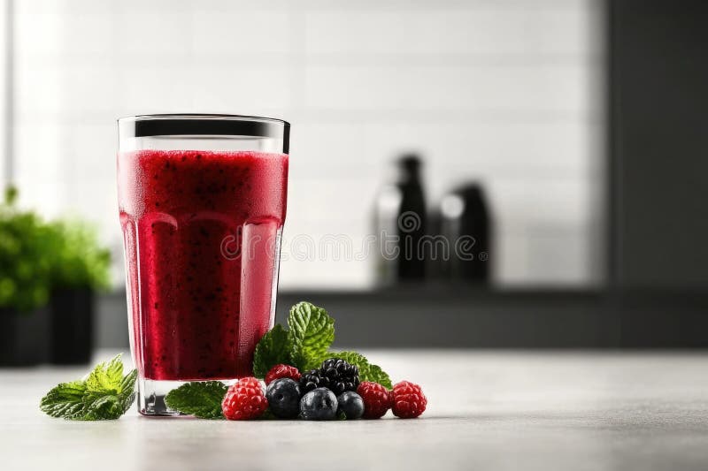 Refreshing Mixed Berry Smoothie with Fresh Mint Garnish Stock Photo ...