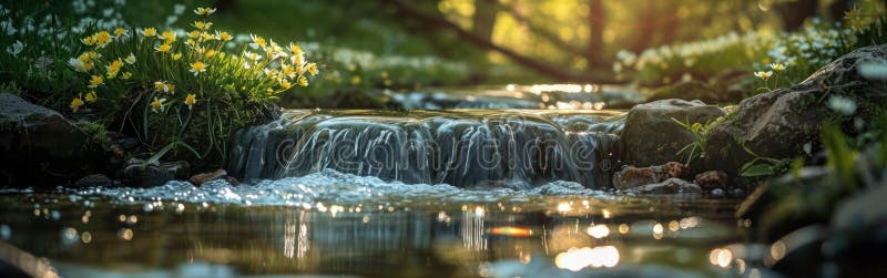 Refreshing Nature Spring with Crystal Clear Water Stock Illustration ...