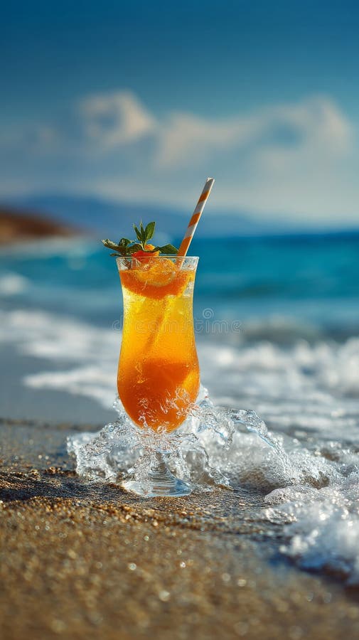 Refreshing Orange Cocktail Splashing Tropical Paradise Stock Photos ...