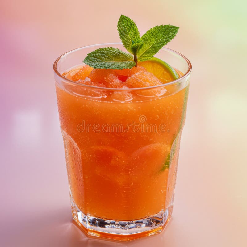 Refreshing Orange Frozen Cocktail with Mint and Lime Stock Illustration ...