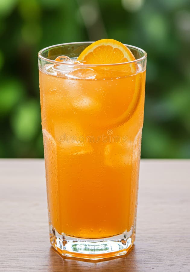 Refreshing Orange Iced Drink in Tall Glass Stock Illustration ...