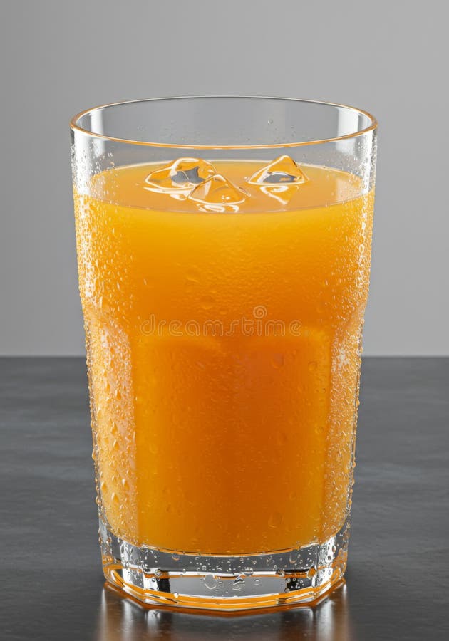 Refreshing Orange Juice in a Glass with Ice Stock Illustration ...
