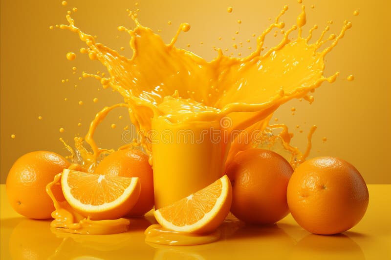 Refreshing Orange Juice in Glass with Splashes, Copy Space, Vibrant ...