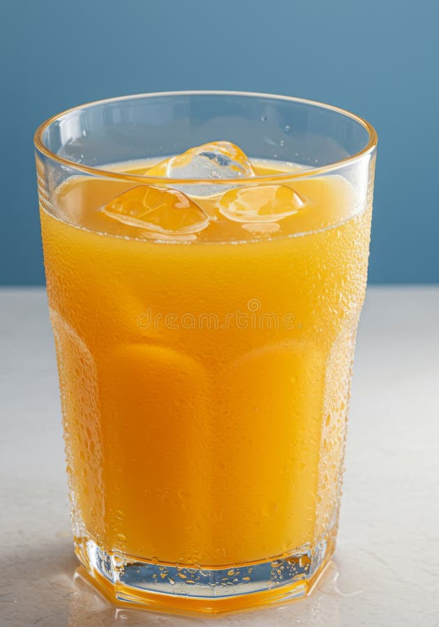 Refreshing Orange Juice with Ice in Glass Stock Illustration ...