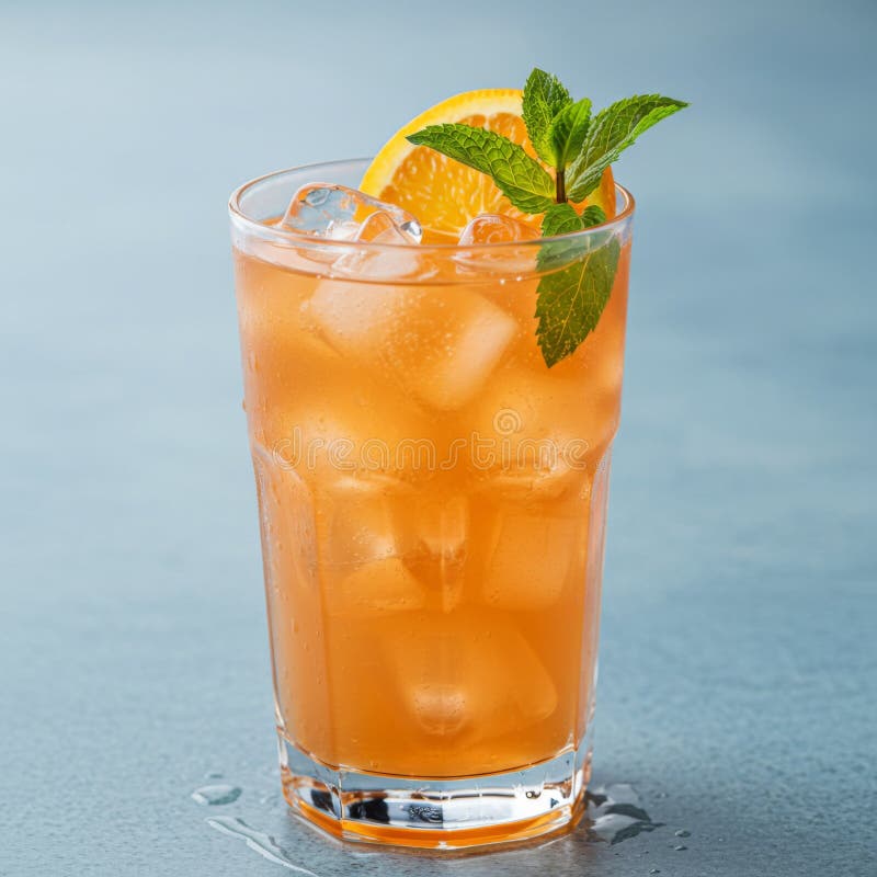 Refreshing Orange and Mint Iced Drink in Tall Glass Stock Illustration - Illustration of glass ...