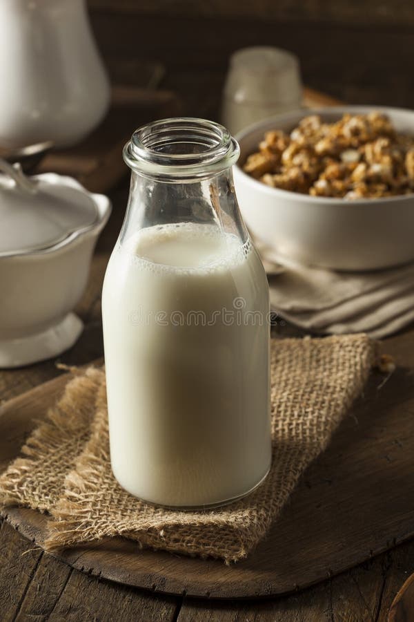 Refreshing Organic White Whole Milk Stock Photo - Image of lactose ...