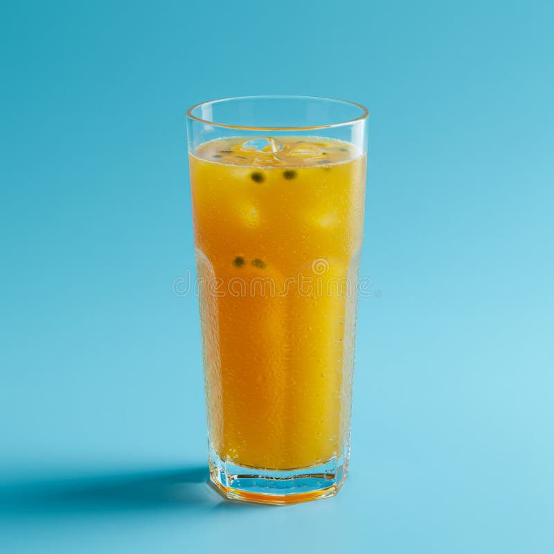Refreshing Passion Fruit Ice Drink in Tall Glass Stock Illustration ...