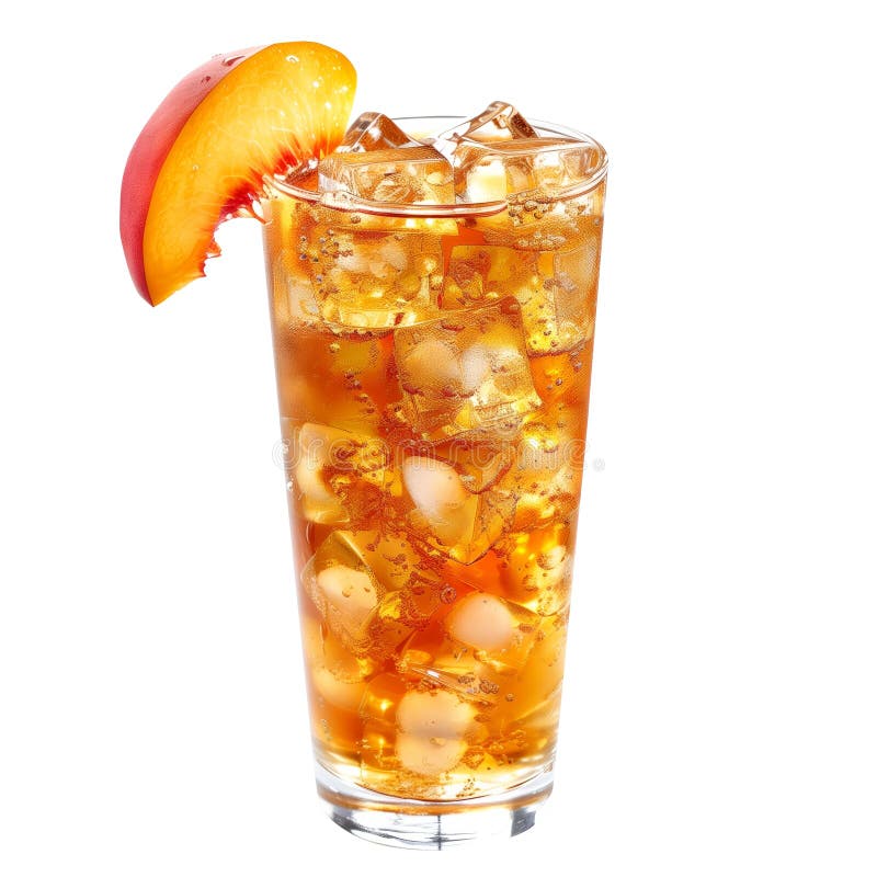 Refreshing Peach Ice Tea Filled with Ice Cubes and Lemon Slices ...