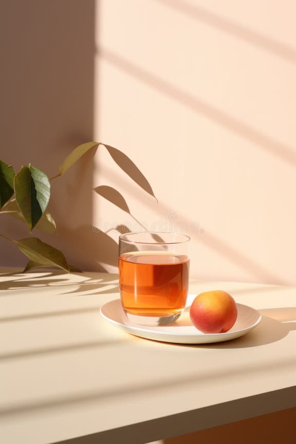 Refreshing Peach Tea on Minimal Tabletop AI Generated Stock ...