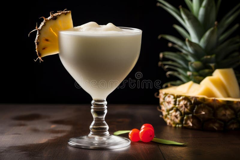 Refreshing Pina Colada Cocktail in Pineapple Stock Photo - Image of ...