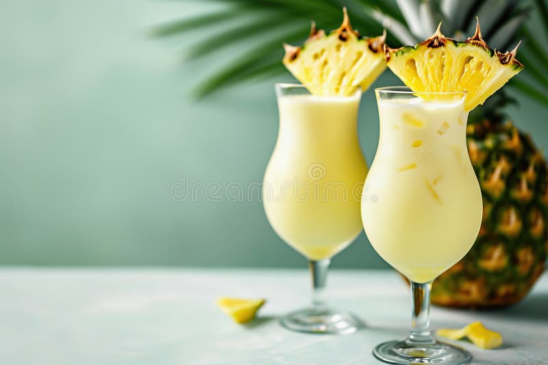 Refreshing Pina Colada Cocktails with Pineapple Stock Image - Image of ...