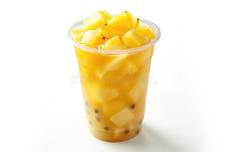 Refreshing Pineapple Boba Tea with Fresh Pineapple Chunks for Summer ...