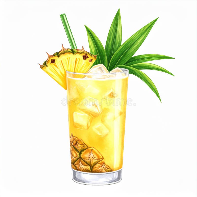 Refreshing Pineapple Cocktail Illustration Stock Illustration ...