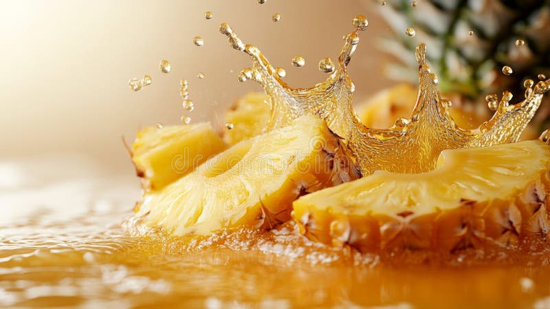 Refreshing Pineapple Juice Splash Stock Illustration - Illustration of ...