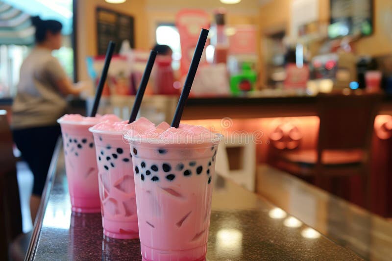 Refreshing Pink Bubble Matcha Tea with Tapioca Pearls for a Trendy and ...